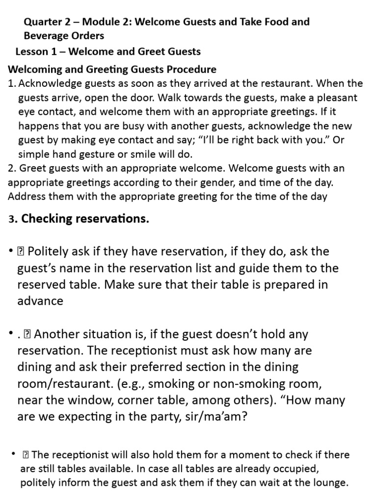 Food Anf Bev Module 3 | PDF | Menu | Restaurants