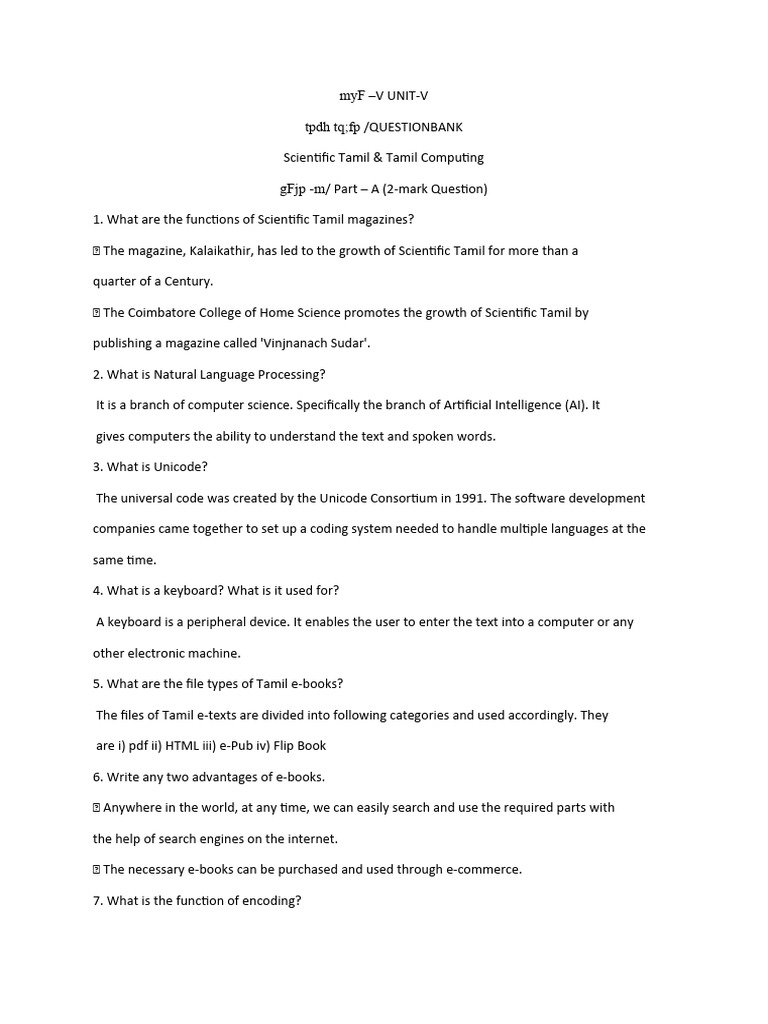 Tamils and Technology Unit-5 Question Bank | PDF | Digital Library ...