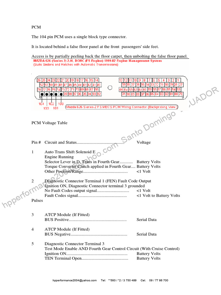 Mazda 626 AT PCM Mats | PDF | Automatic Transmission | Automotive ...