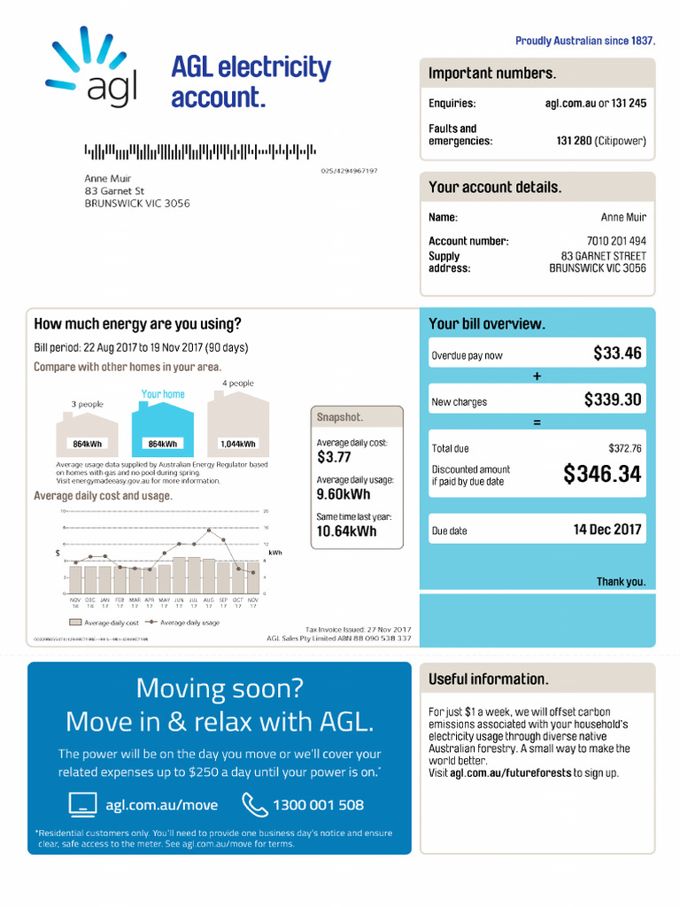 agl_bill | PDF | Credit Card | Money