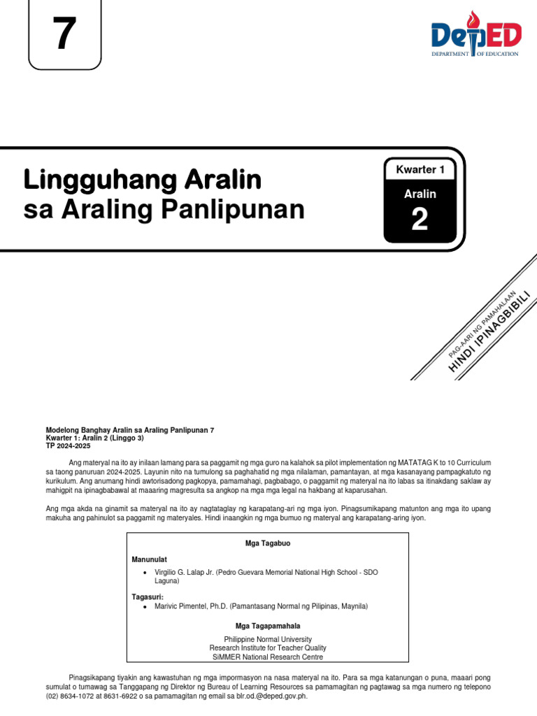 LE Q1 AP7 Lesson 2 Week 3 | PDF