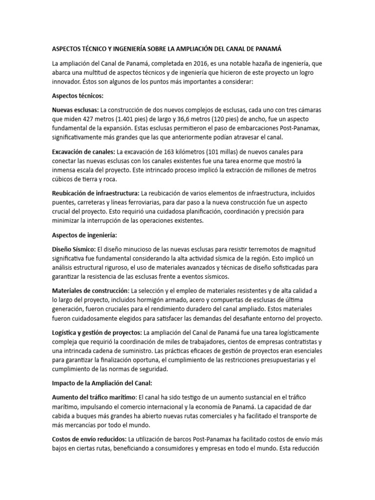 Aspectos Técnico.. | PDF | Logística | canal de Panama