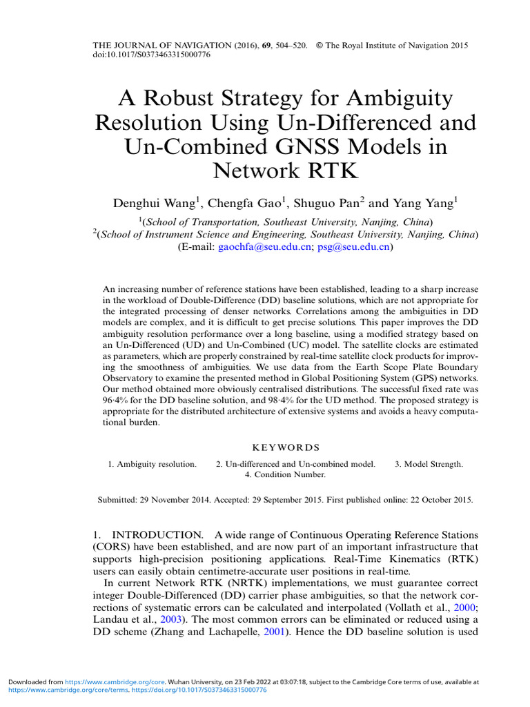 Wang 等。 - 2016 - A Robust Strategy for Ambiguity Resolution Using U ...
