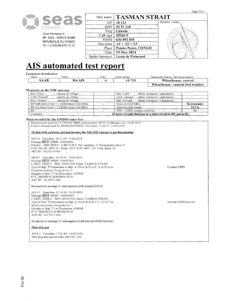 AIS Survey Report PNR 19.05.24 | PDF | Manufactured Goods | Water Transport