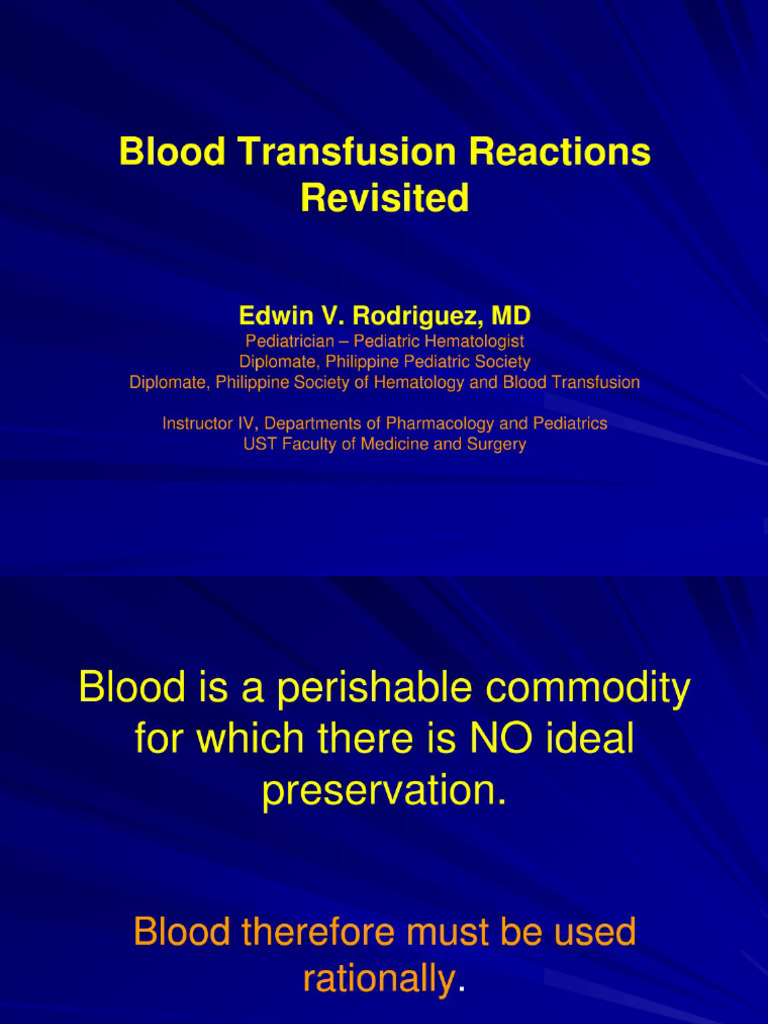 Blood Transfusion Reactions Revisited | PDF