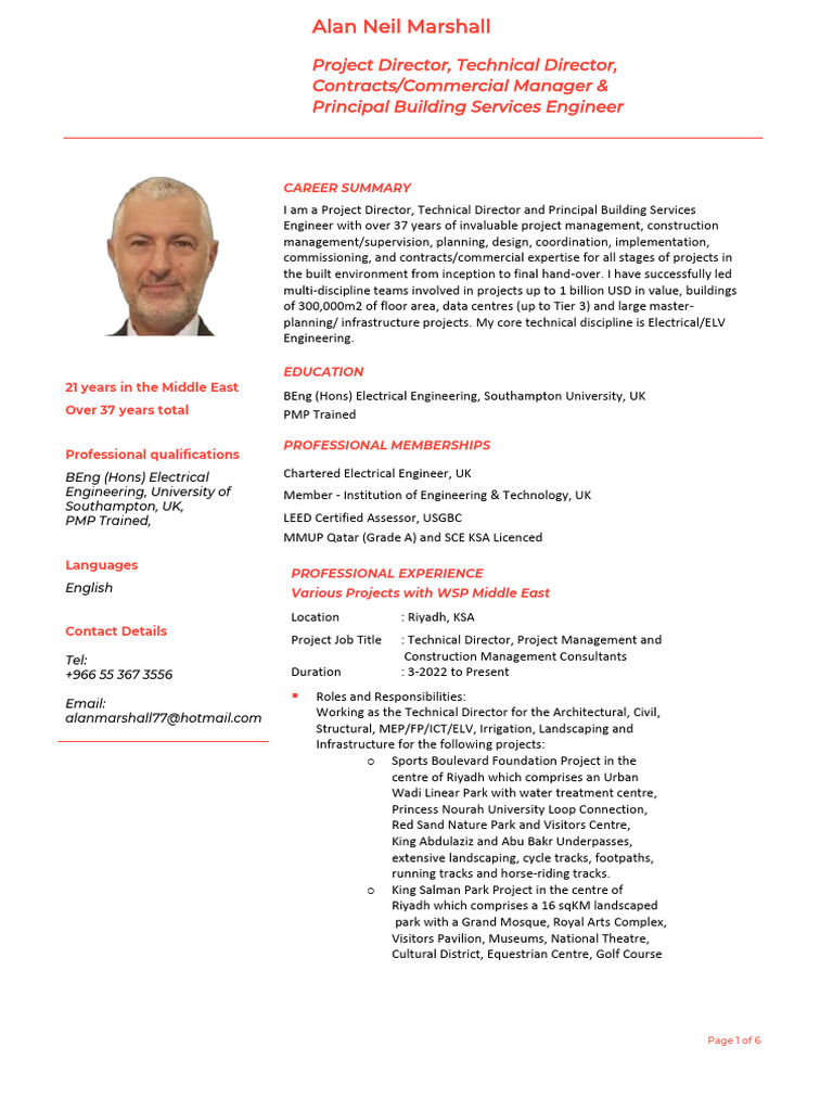 Alan Marshall: Project Director & Engineer | PDF | Qatar | Engineering