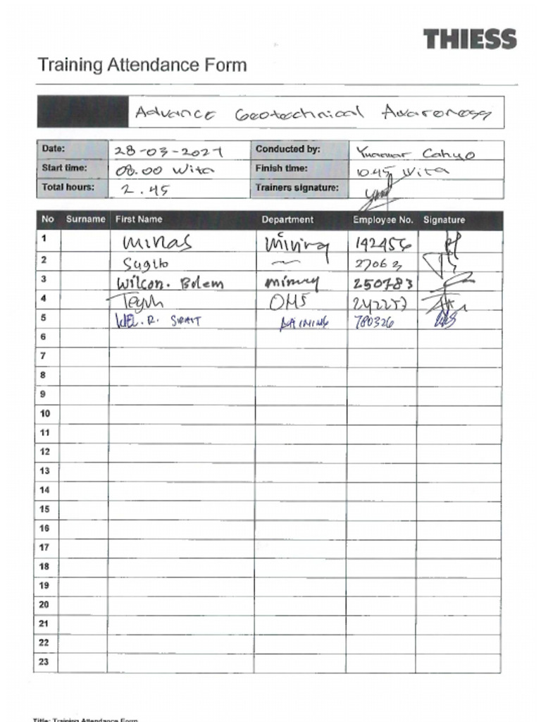 Training Attandance Form 27 and 28 March 2024 - 1 | PDF