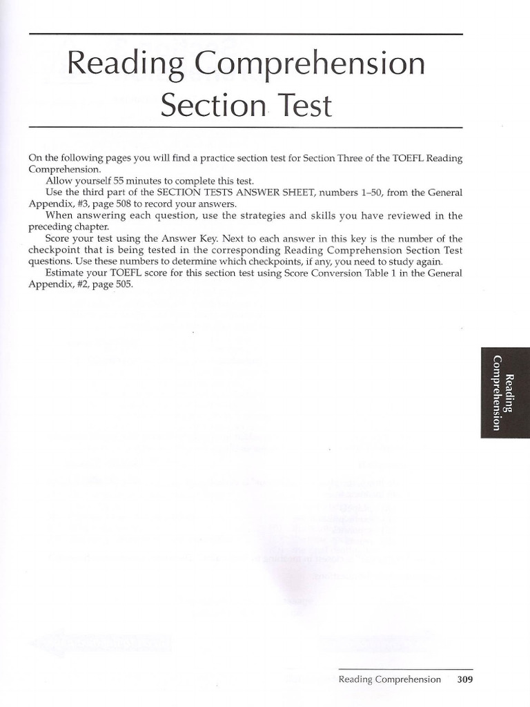 Practice-Reading Comprehension Section | PDF