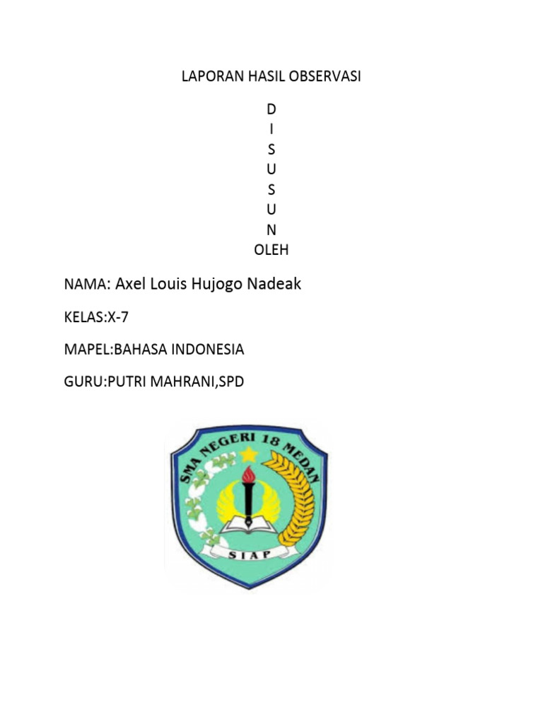 Laporan Hasil Observasi Axel | PDF
