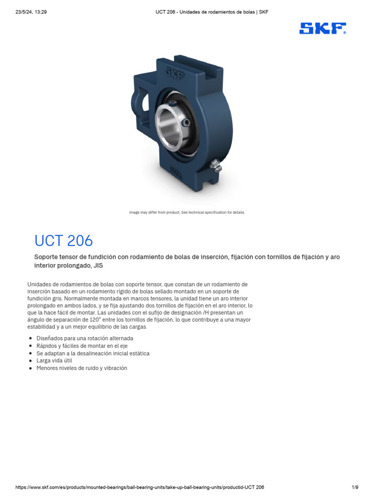 UCT 206 - Unidades de Rodamientos de Bolas - SKF | PDF | Tornillo | Red ...