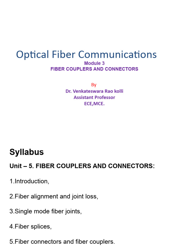 Fiber Couplers and Connectors Overview | PDF | Optical Fiber ...