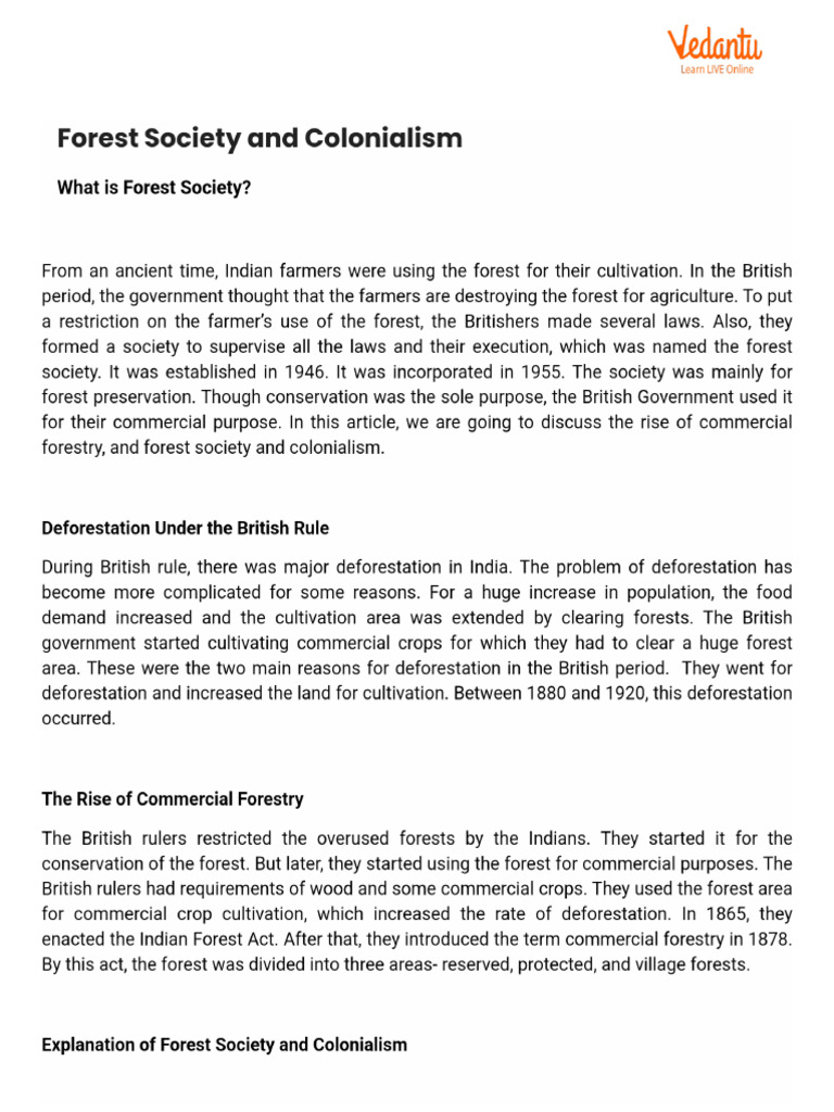 Forest Society and Colonialism | PDF