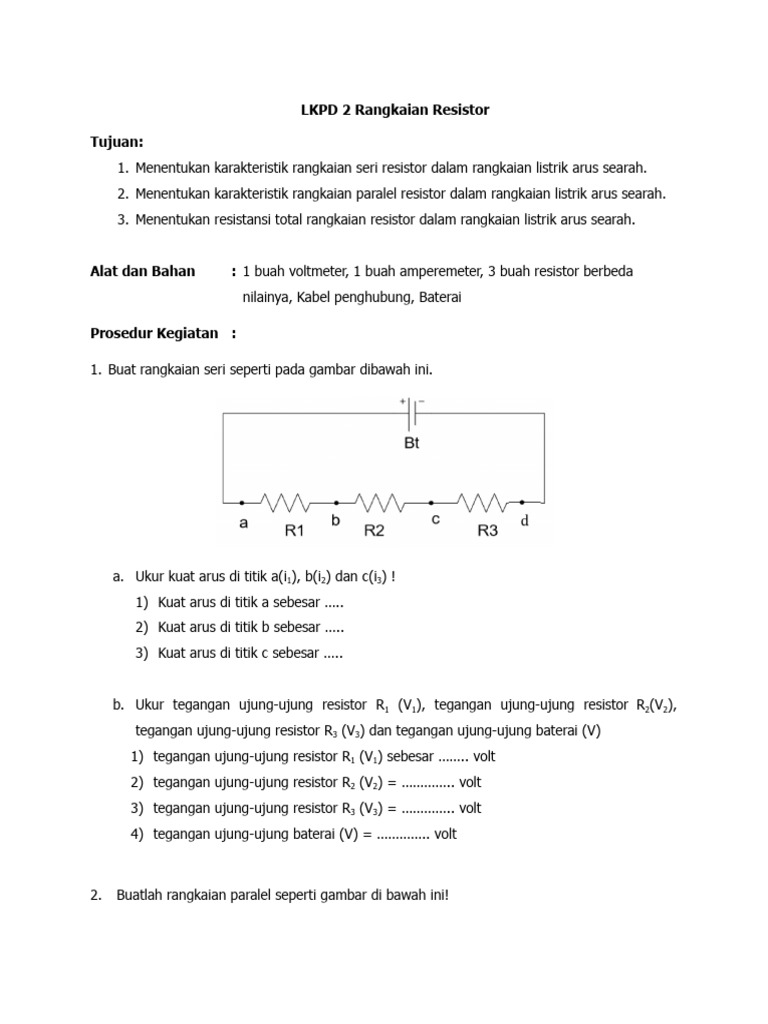 LKPD 2 (Rangkaian Resistor) | PDF
