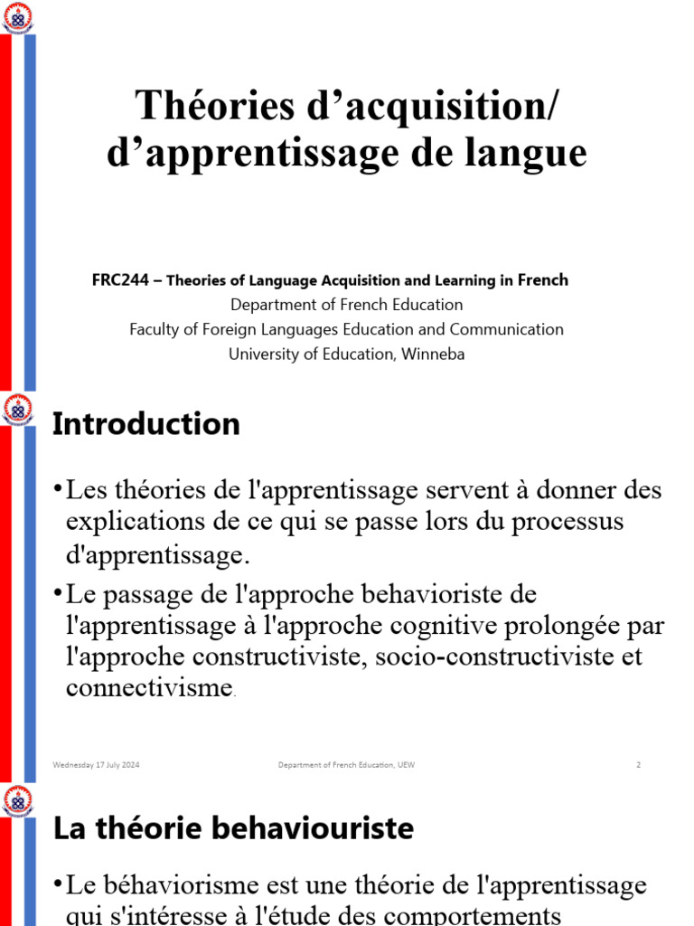FRC244 Theories Behaviouriste 2 | PDF | Behaviorisme | Apprentissage