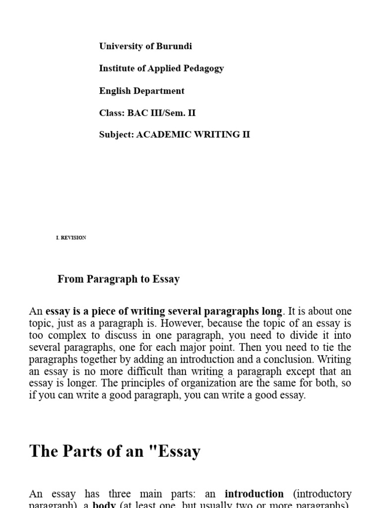 Bac III Academic Writing | PDF | Essays | Abstract (Summary)