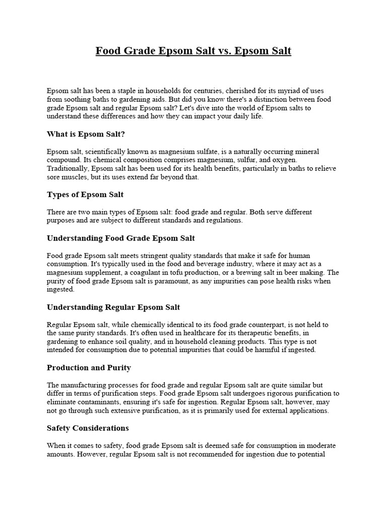 Food Grade | PDF | Salt | Dietary Supplements