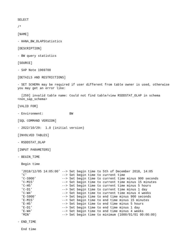 HANA BW OLAPStatistics | PDF | Software Engineering | Information Technology