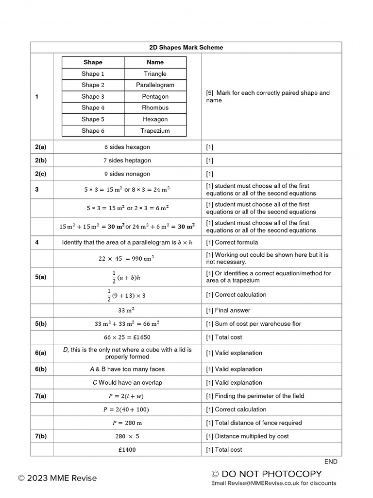 2D-Shapes-and-Quadrilaterals-Answers-MME | PDF | Area | Euclidean Plane Geometry