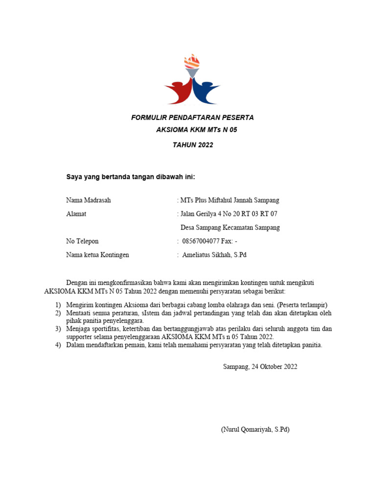 Form Aksioma Mts MJ Fix | PDF