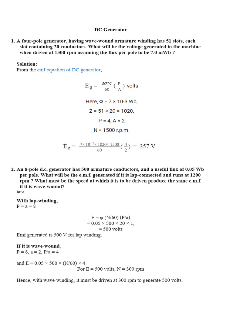 DC Generator | PDF | Electric Power | Physical Quantities