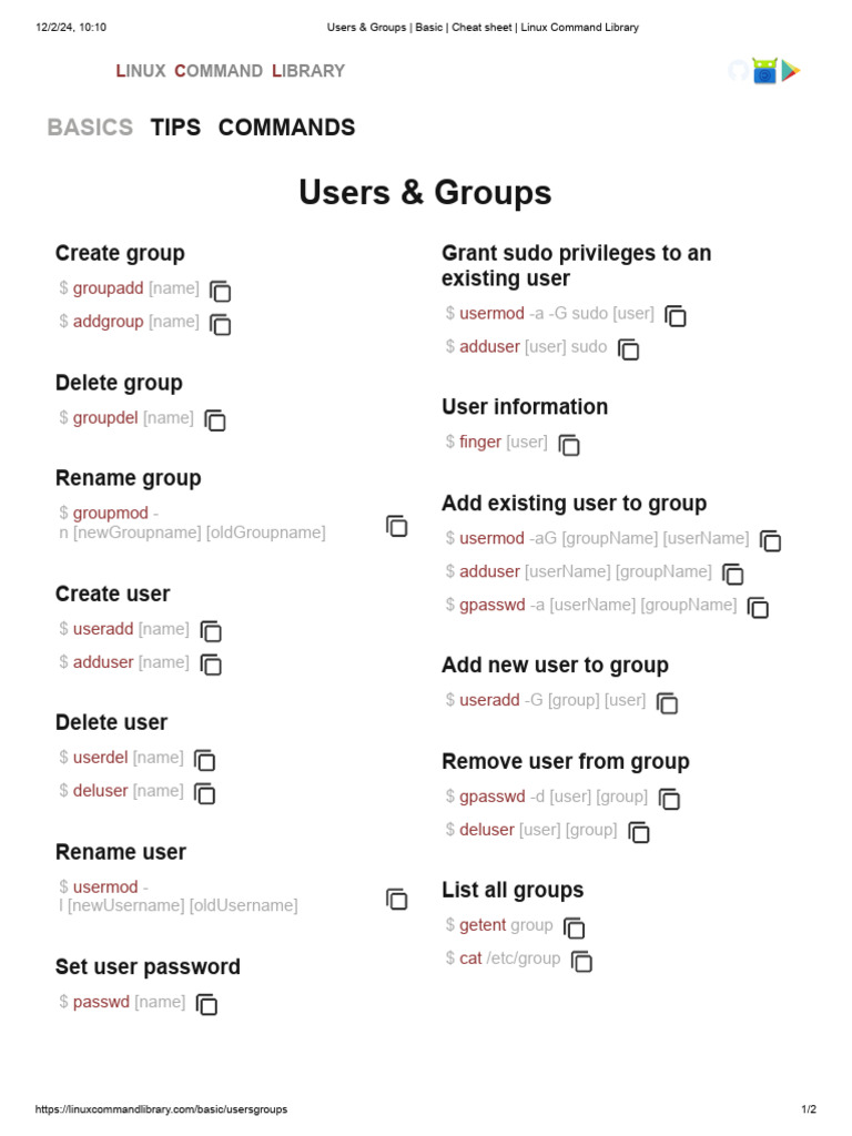 Users & Groups - Linux Command Library | PDF | Sudo | Cyberwarfare