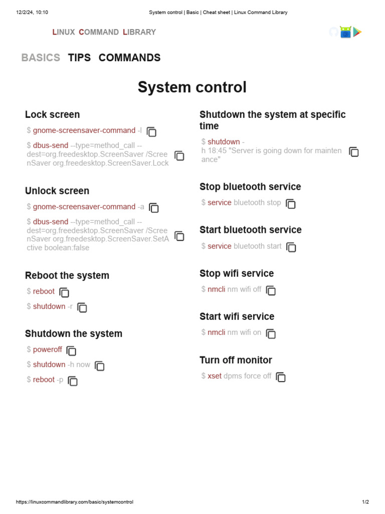 System Control _ Linux Command Library | PDF