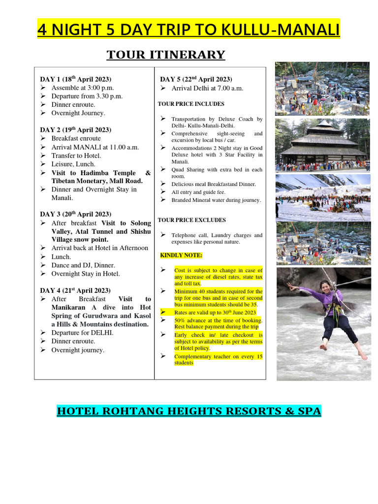 kullu manali-2023 final | PDF | Hotel