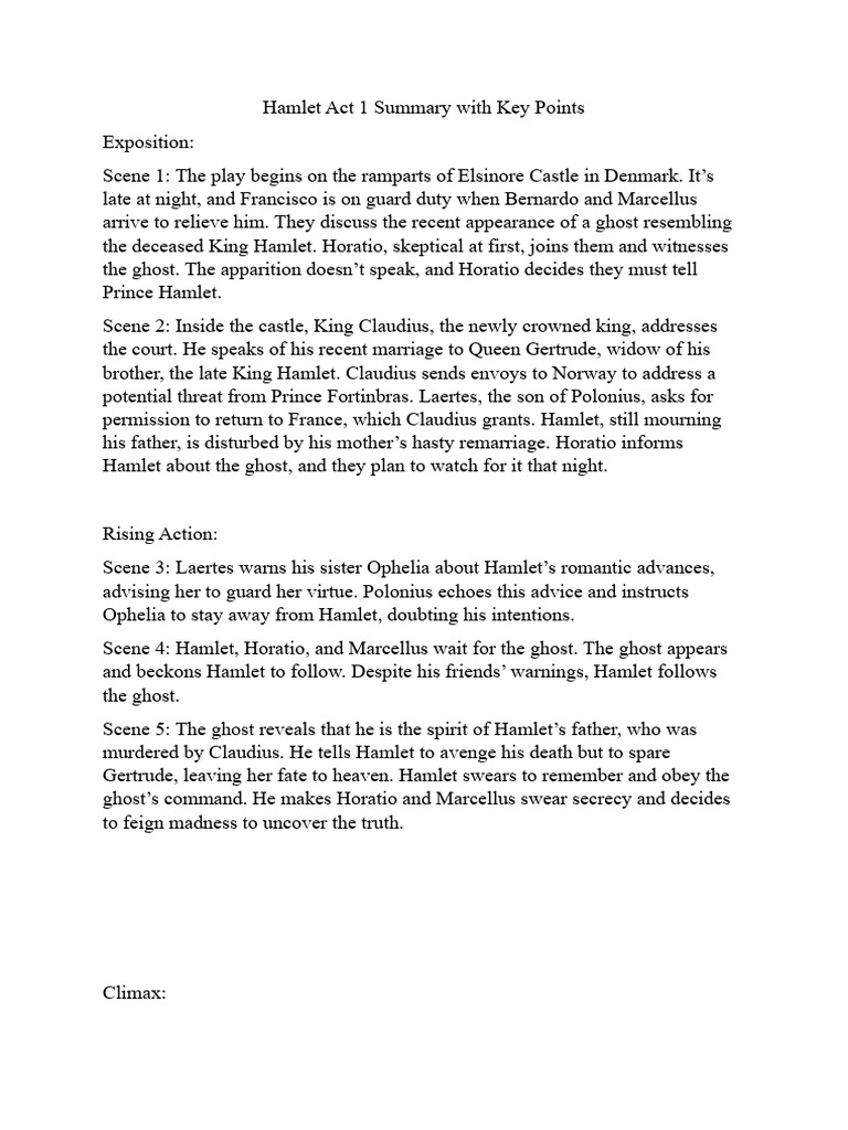 Hamlet Act1-3 Summary | Download Free PDF | Hamlet