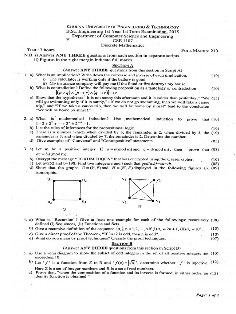 B.sc. Engineering 1st Year 1st Term Regular Examination, 2015 | PDF | Laser | Electrical Impedance