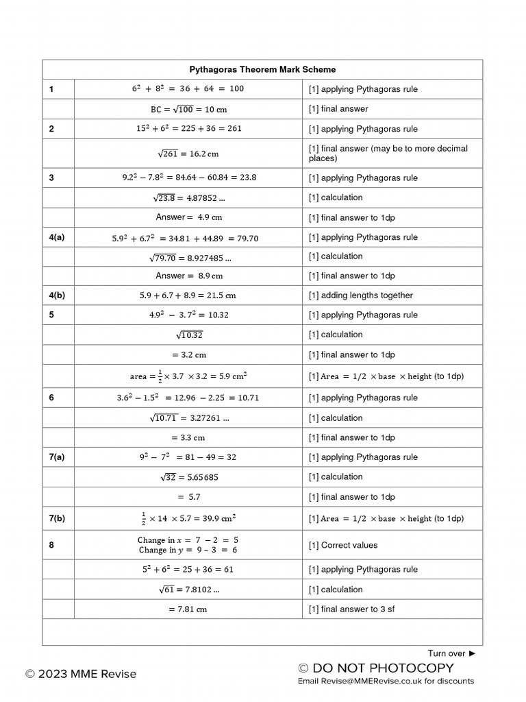 PythagorasTheorem Answer MME | PDF | Mathematics | Arithmetic