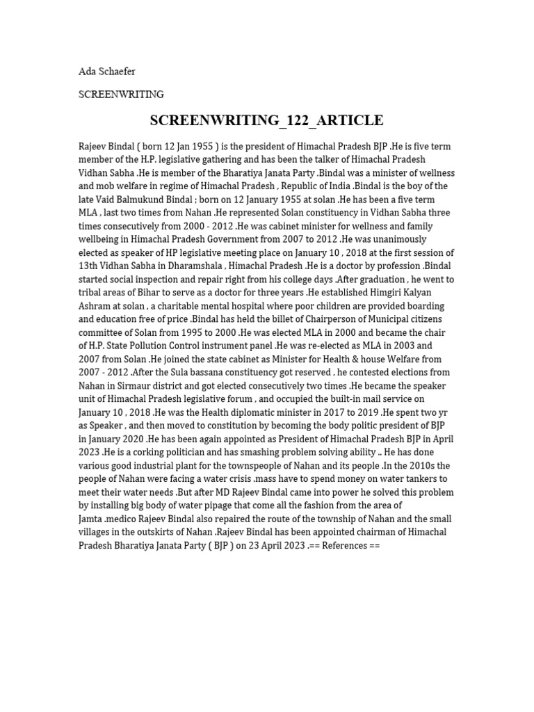 Screenwriting 122 Article | PDF | Government | Politics Of India