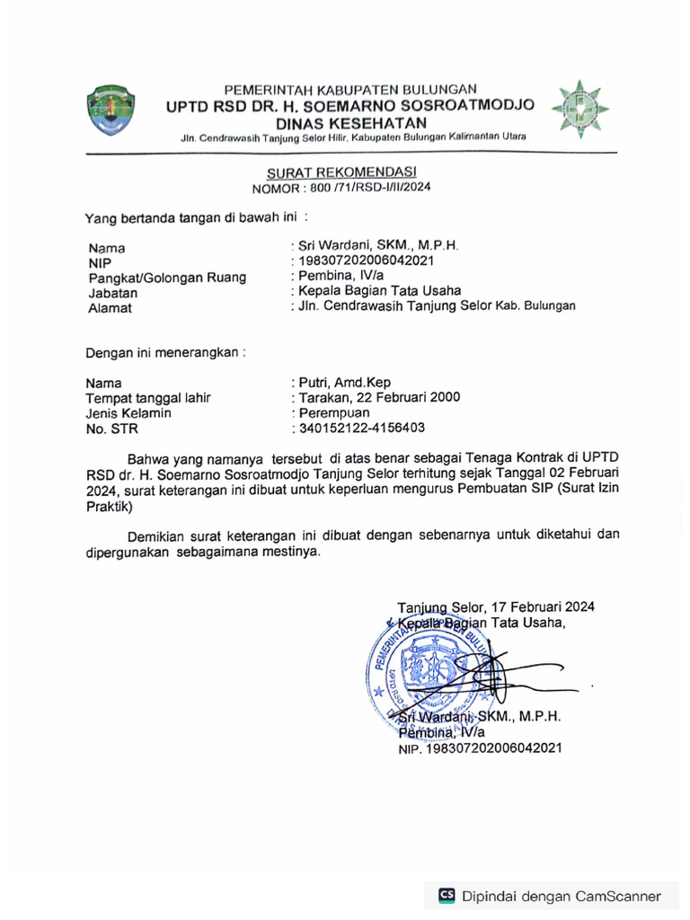 Rekom RS Putri | PDF