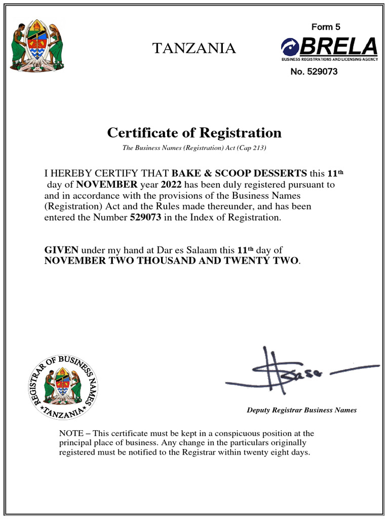Certificate of Registration | PDF