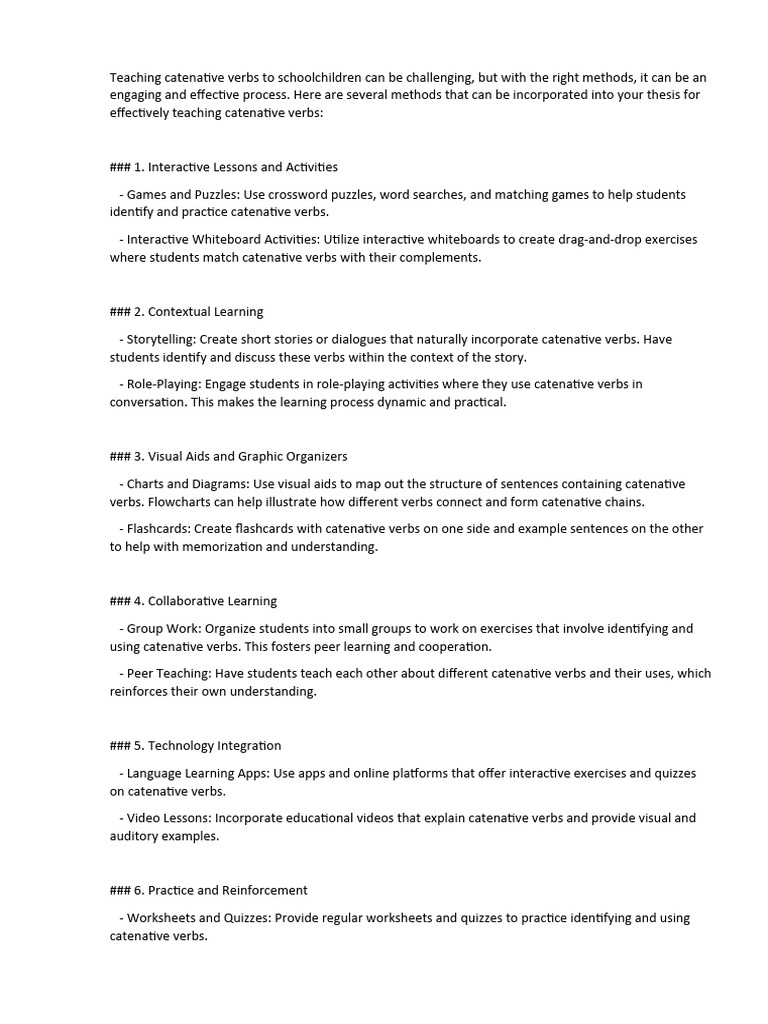 catenative verbs for schoolchildrens | PDF | Differentiated Instruction | Learning Styles