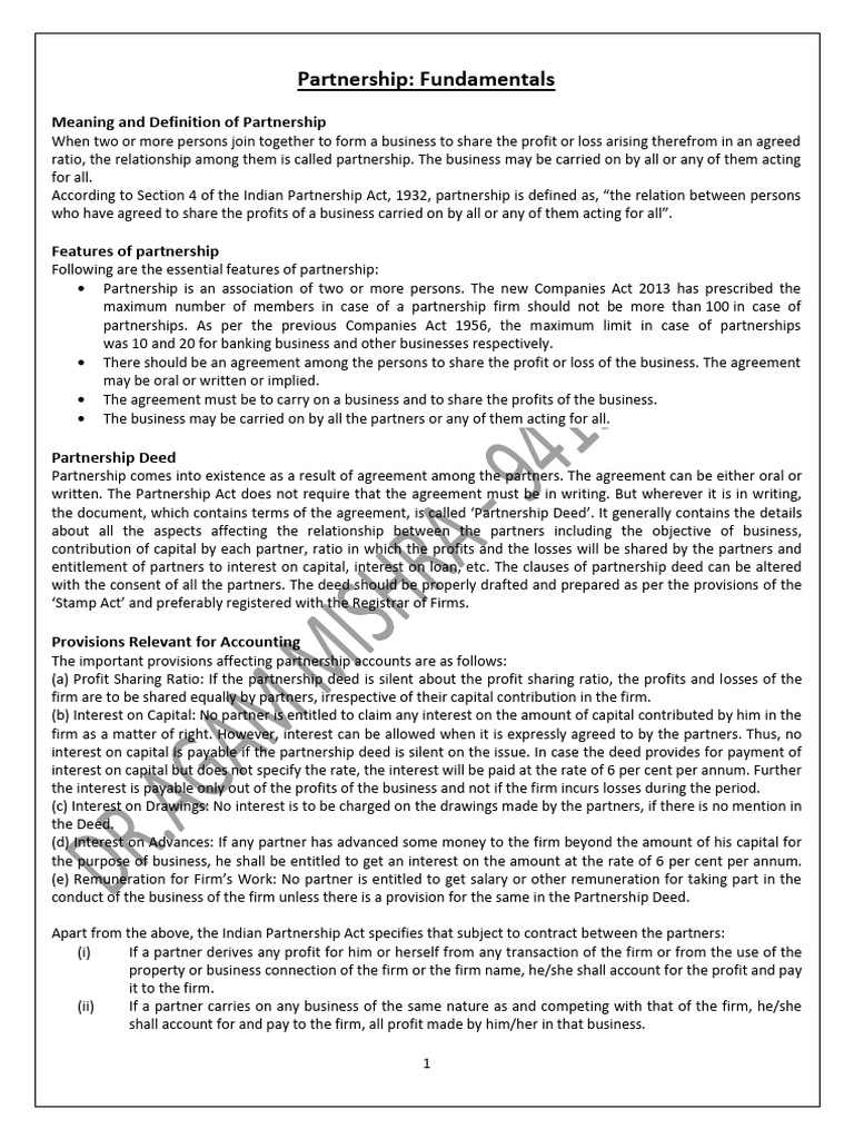 CC Partnership Fundamentals | PDF | Debits And Credits | Partnership