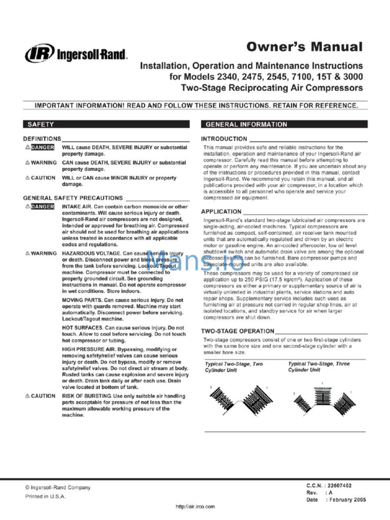 Compresor Ingersol Rand 2545E10V - Compressed | PDF