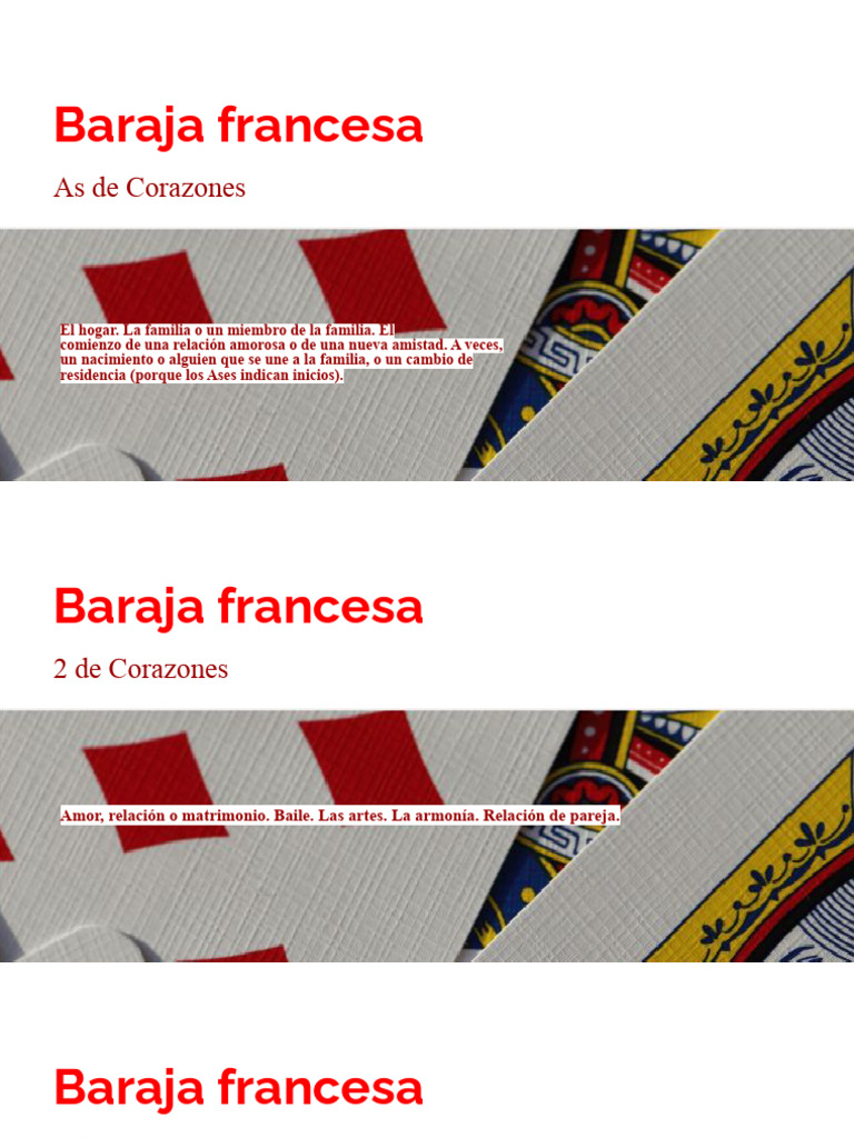 Baraja Francesa | PDF | Amor | Jugando a las cartas