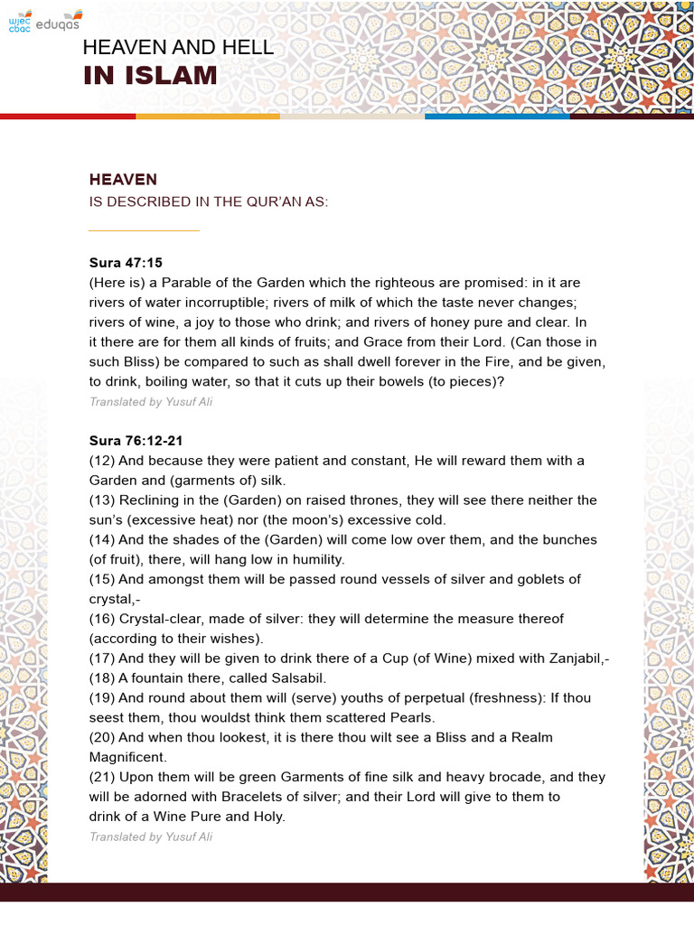 Unit 1.2 - Background Notes To Heaven and Hell | PDF | Religious Belief ...