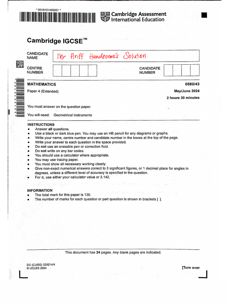 0580 Paper 4 | PDF