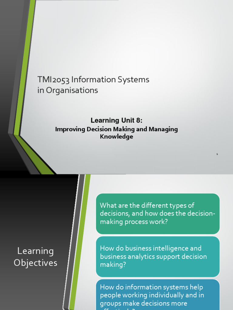 TMI2053-SEM2-2023-24-LU8 Improving Decision Making and Managing Knowledge | PDF | Artificial ...