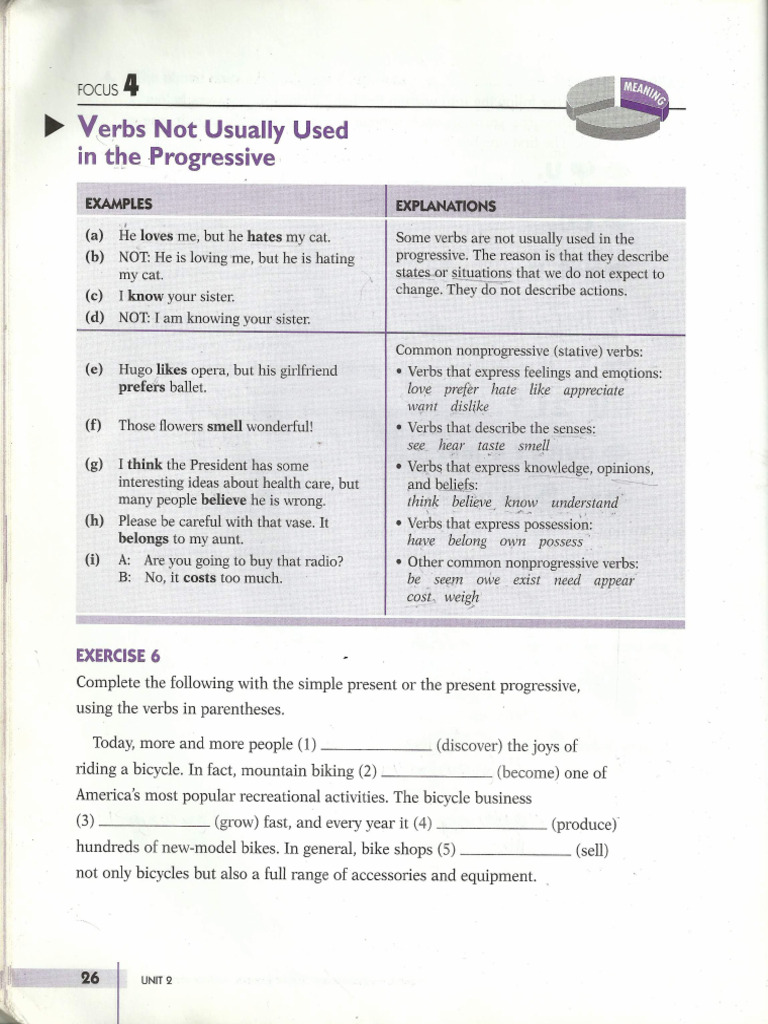 Non Progressive Verbs | PDF