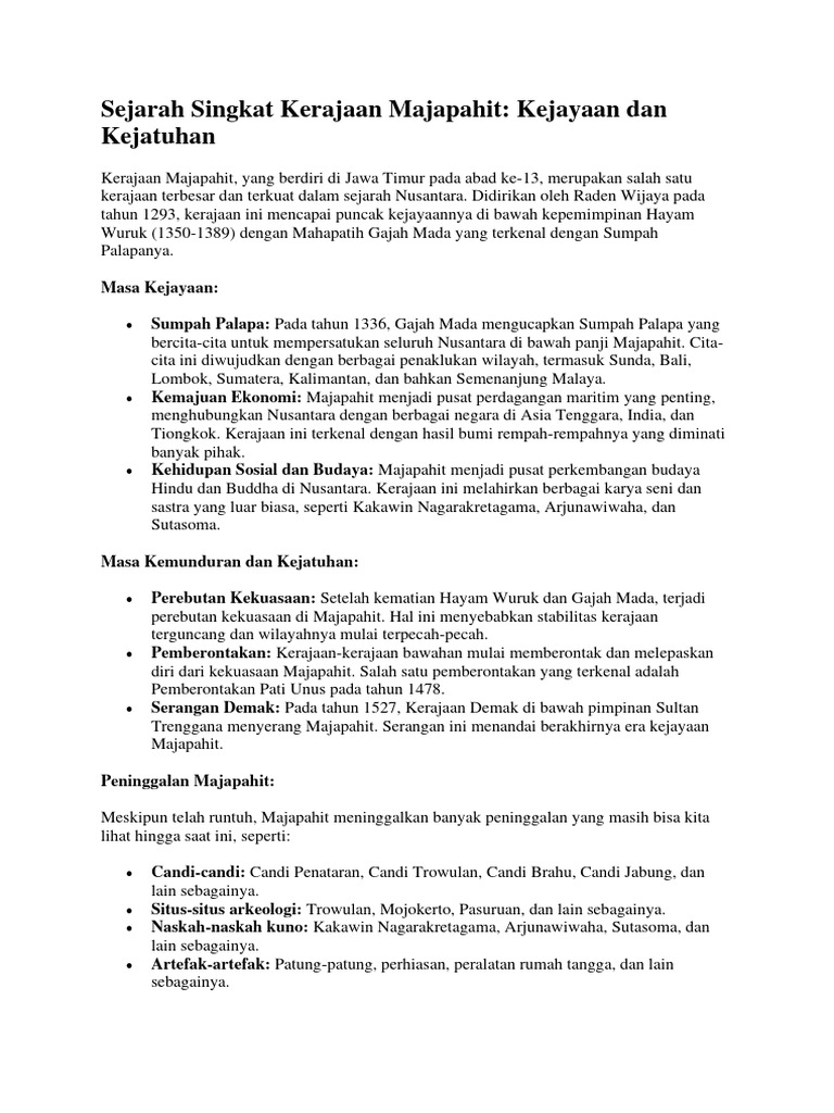 Sejarah Singkat Kerajaan Majapahit | PDF