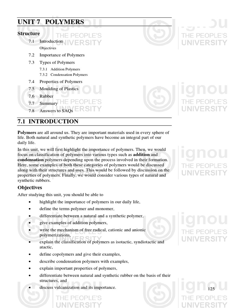 Unit 7 | PDF | Polymers | Copolymer
