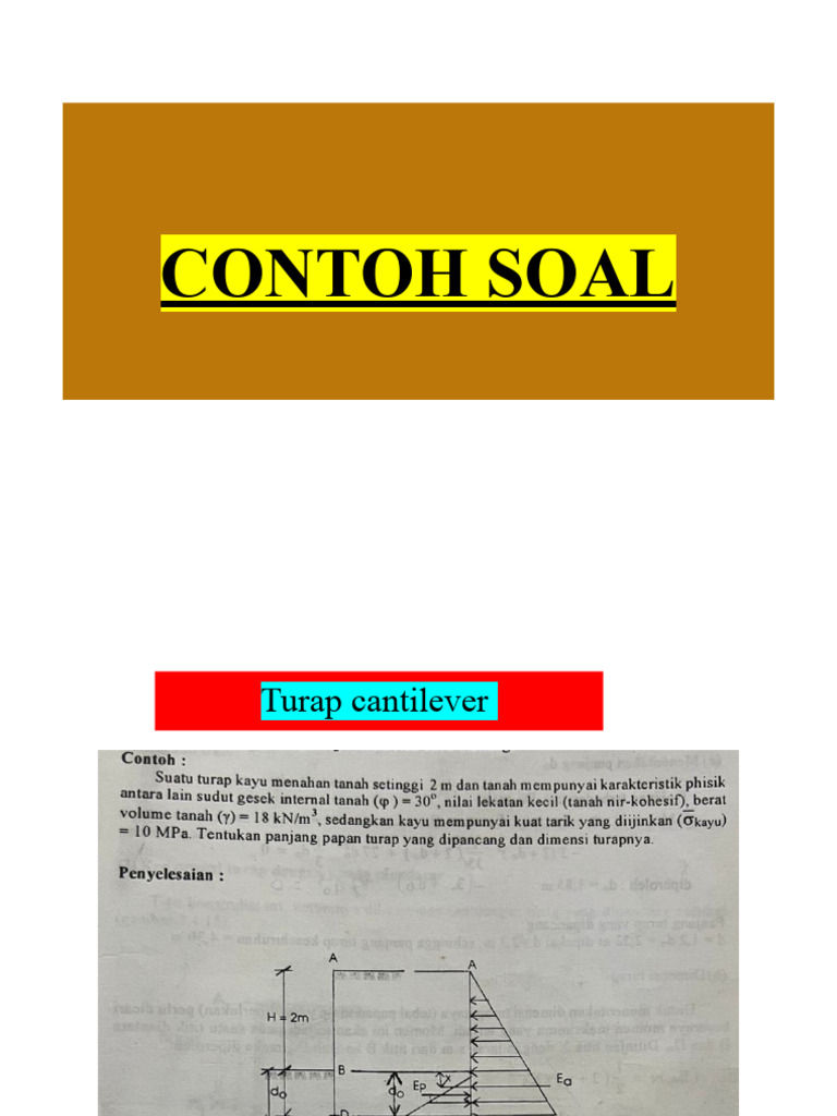 Contoh Soal Turap Kanlilever | PDF