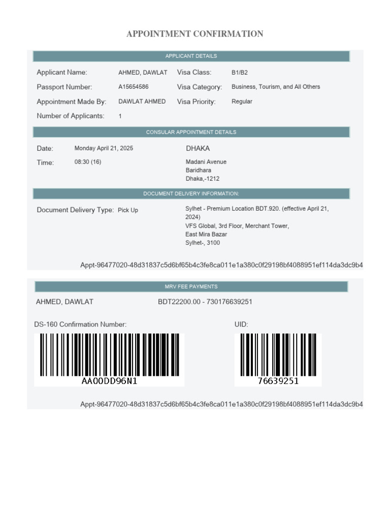 Appointment Confirmation | PDF | Travel Visa | Passport