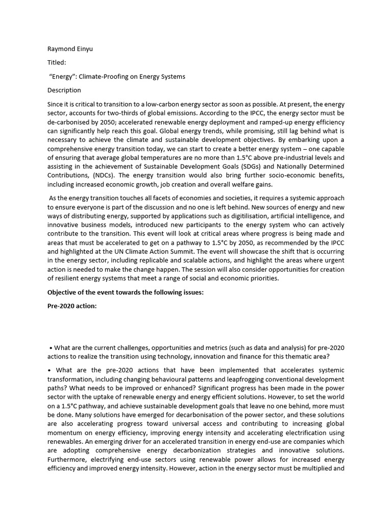 Energy Concept by Raymond Einyu | PDF | Climate Change Mitigation ...