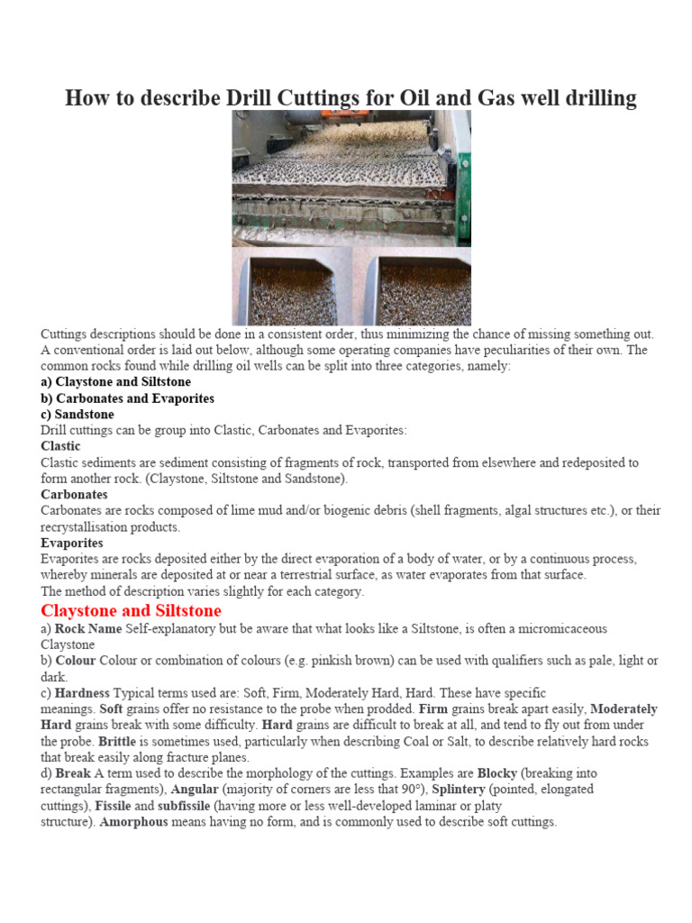Describing Drill Cuttings in Drilling | PDF | Limestone | Clastic Rock