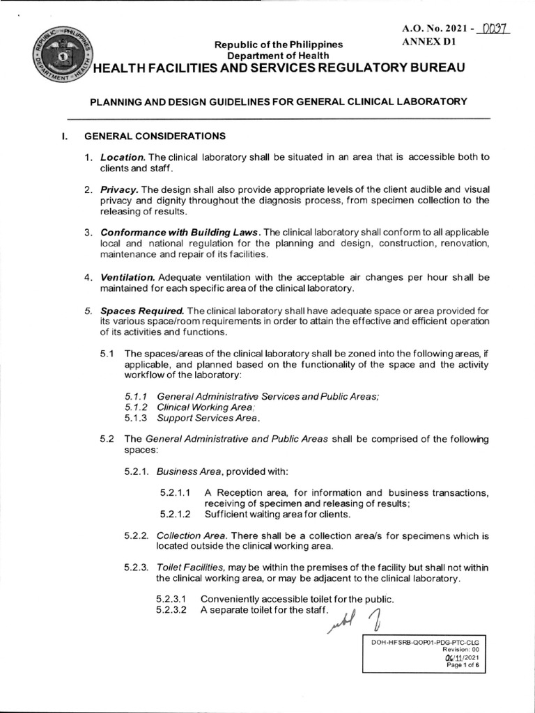 Planning and Design Guidelines For General Clinical Laboratory 8 5 2021 ...