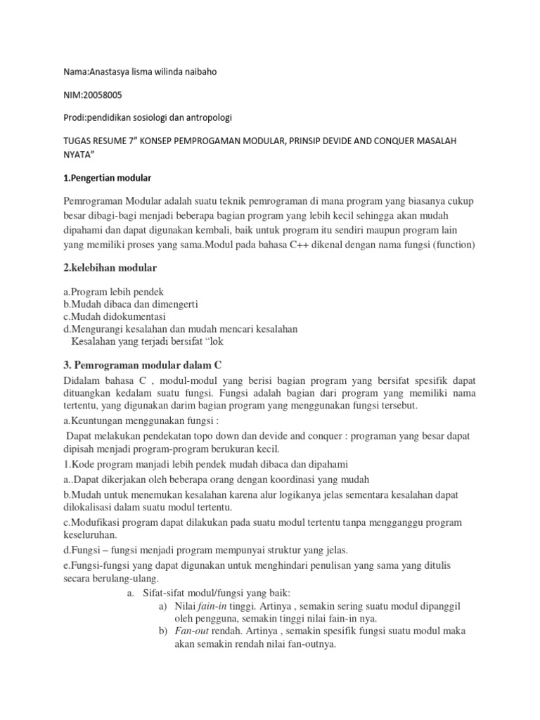 Pemrograman Modular dan Divide Conquer | PDF | Metode & Bahan Ajar ...