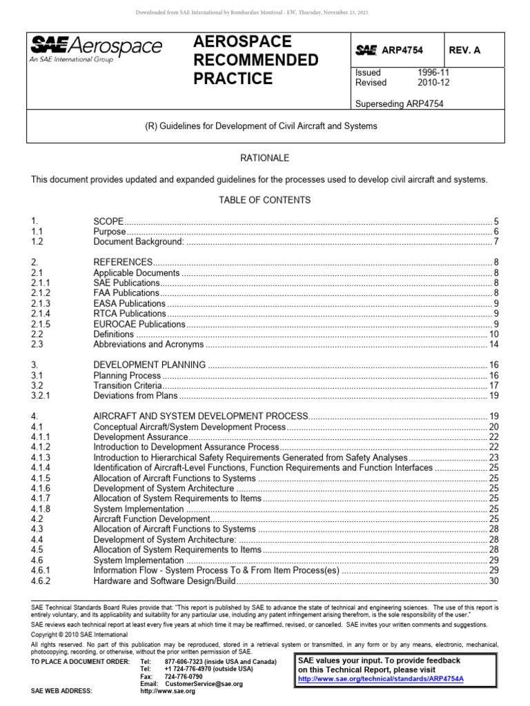 ARP4754A | PDF | Aviation | Systems Engineering
